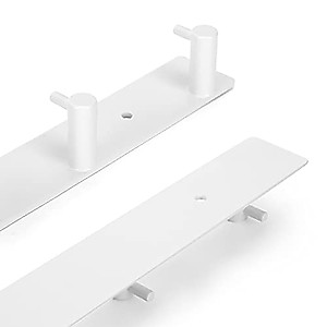 Lwenki 2PCS Key Holder for Wall, Black Key Rack with 4 Key Hooks to Hang Keyrings, Dog Leash, Umbrella, Sunglasses – Key Hanger with Mounting Hardware for Glass, Tile and Wood (10.9” x 1.4”) (White)