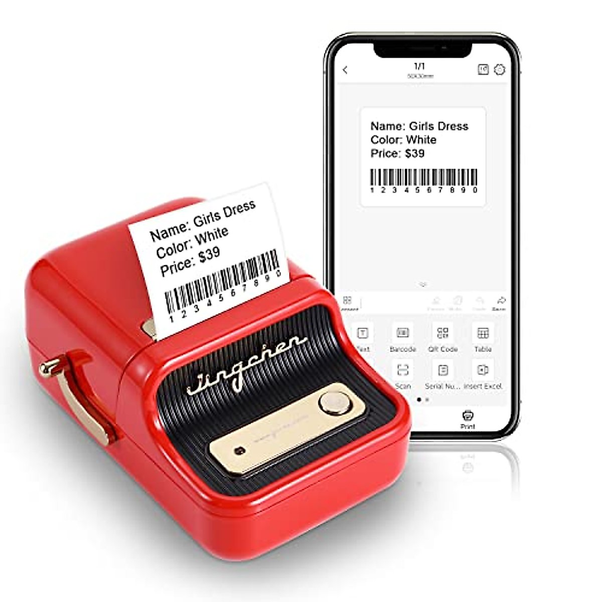 Smart Label Maker B21 with 230 Labels Bluetooth Thermal Price Barcode Label Printer Mailing Address Labels Machine Compatible with Android & iOS Applied to Organization Home Office Business (Red)