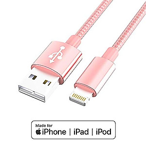 MFi-Certified Lightning Cable iPhone Charger - Compatible with iPhone Xs MAX XR X 8 8 Plus 7 7 Plus 6s 6s Plus 6 6 Plus and More (6FT Rose)