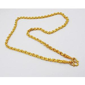 arrawana77 Men's, Women Classic Chain 22k 23k 24k Thai Baht Gold GP Necklace 26 Inch 5 mm 40 Grams Jewelry