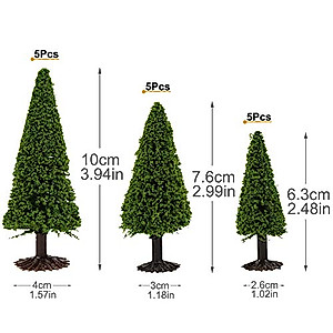 S0701 15pcs Dark Green Pine Model Cedar Trees and 8pcs Model Cows for Model Railroad Scenery Landscape Layout HO OO Scale New