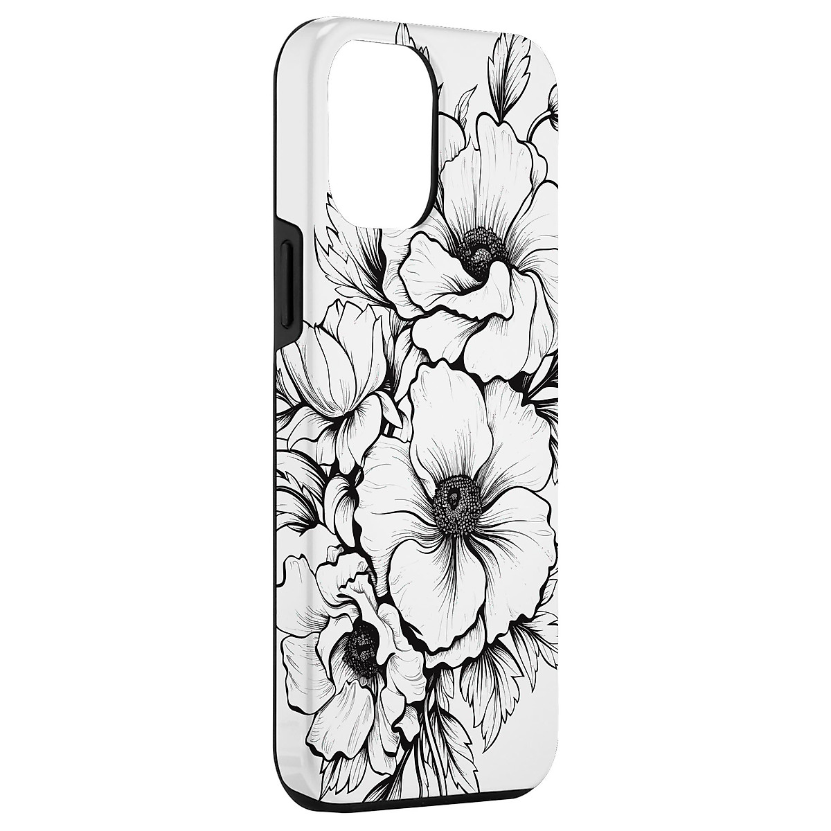 iPhone 14 Plus cute Handdrawn black and white flower garden nature lovers Case