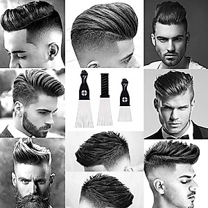 Hair Pick - BIGEDDIE 5 Pcs Metal Picks for Hair, Afro Pick Combs for African American Hair Styling, Fist Hair Pick Comb for Women and Men Black