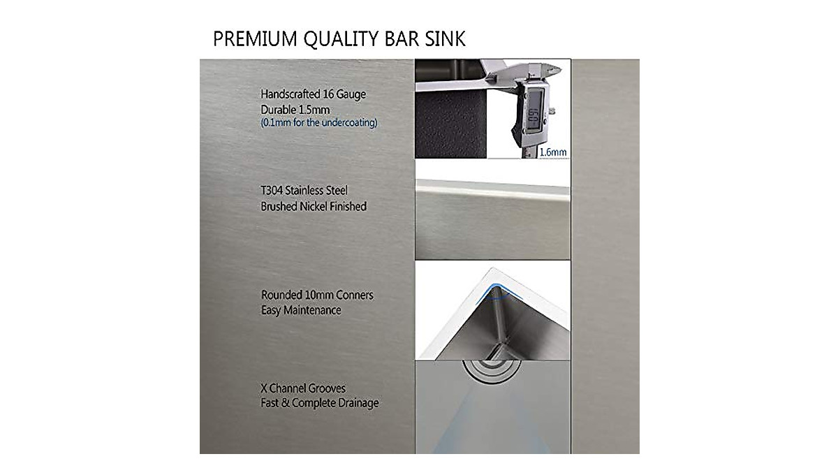 BoomHoze Stainless Steel Undermount Bar Sink - 15x17