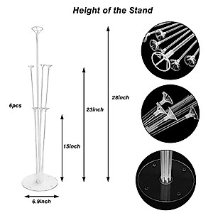 RUBFAC 6 Sets of Balloon Stand Kits, Upgraded 28" Height Clear Table Balloon Centerpiece Stand for Table Floor Birthday Party Wedding Festival Baby Shower Balloons Decorations