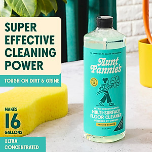 Aunt Fannie's Floor Cleaner Vinegar Wash Concentrate - Multi-Surface Cleaner, 32 oz. (Single Bottle, Bright Lemon)