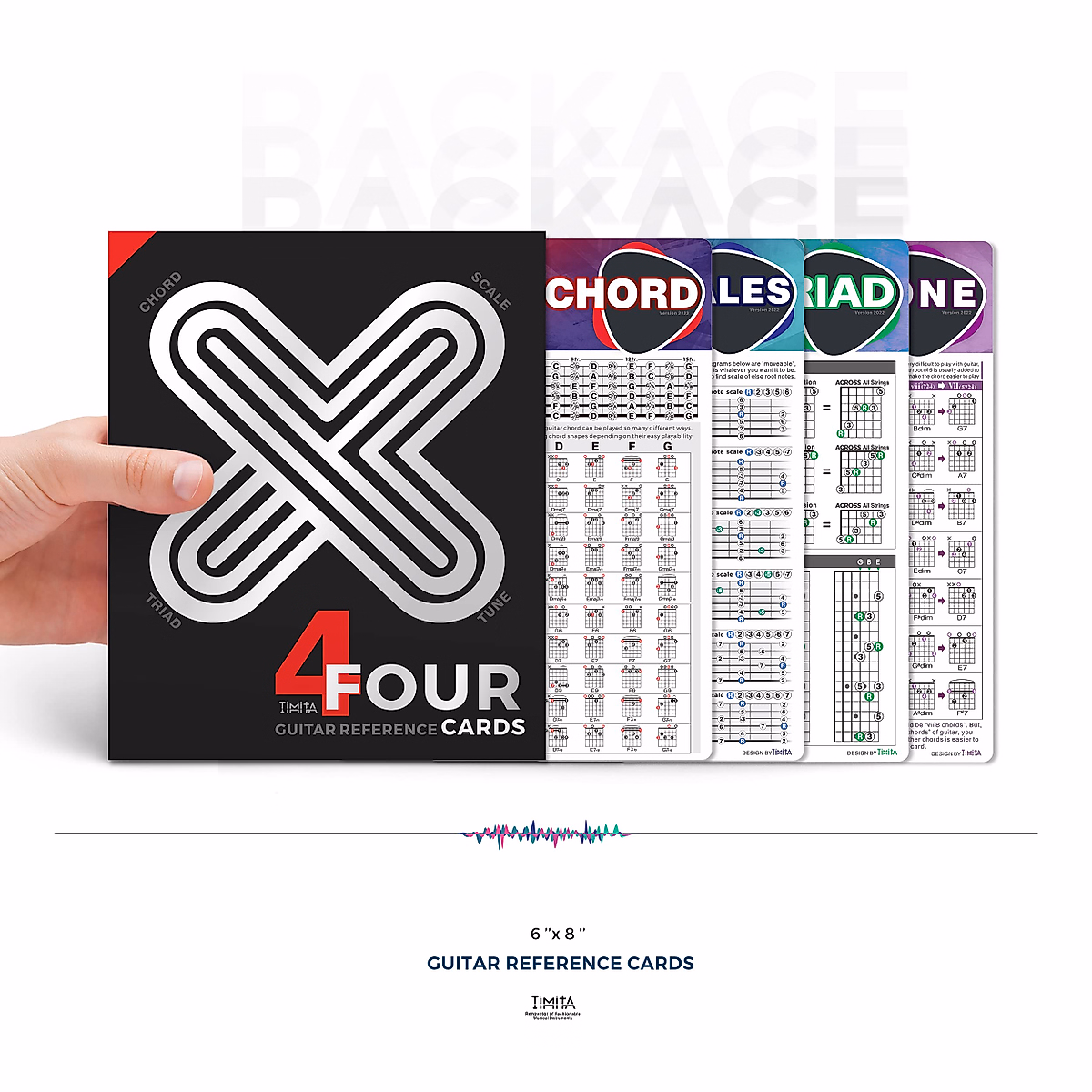 Guitar Chord Cheat Sheet Cards, Guitar Theory Chart of Chords Progression Scales Diagram Circle of Fifths Pattern Freboard Notes, 6 x 8 inches Mini Guitar Chords Chart Cheatsheets