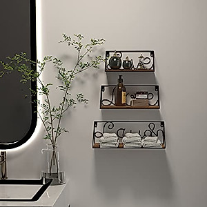 QUTREY Wall Mounted Floating Shelves Set, Live Love Laugh Metal Wall Decor Shelf for Bedroom, Living Room, Kitchen, 3 Packs