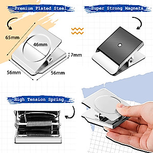 4 Pack Magnetic Clips Heavy Duty, 2.2 Inch Extra Large Clip Magnets, Fridge Magnet Clips, Strong Magnet Clips for Whiteboard, Office Magnets.