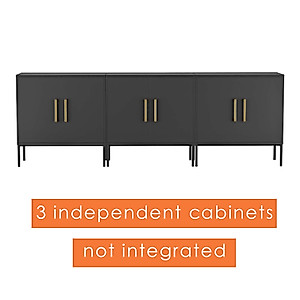 LYNSOM TV Stand for 85 Inch TV, Media Entertainment Center Console Table, 3 Cabinets, TV Console Table with Storage Cabinet for Bedroom, Living Room, Entertainment Room (Black)