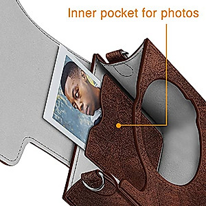 Fintie Protective Case for Fujifilm Instax Mini 40 Instant Camera - Premium Vegan Leather Bag Cover with Removable Adjustable Strap, Vintage Brown