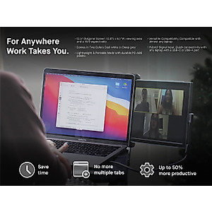 Duex Mobile Pixels Lite Portable Monitor for Laptops 12.5" Full HD IPS Screen,USB C Ultra Portable Laptop Dual Monitor, Plug and Play,Any Laptops Compatible (Grey)