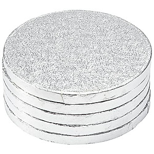 DecoPac Round Cake Drum, Pack of 5, 6", Silver