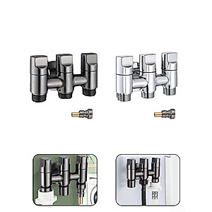 1-In-3-Out Dual Control Valve, Handheld Bidet Sprayer For Toilet G1/2 Three-Way Control Washing Machine Faucet Sprayer Kit For Wash, Pet, Cloth, Bidet Bathroom Cleaning (Black Gray)