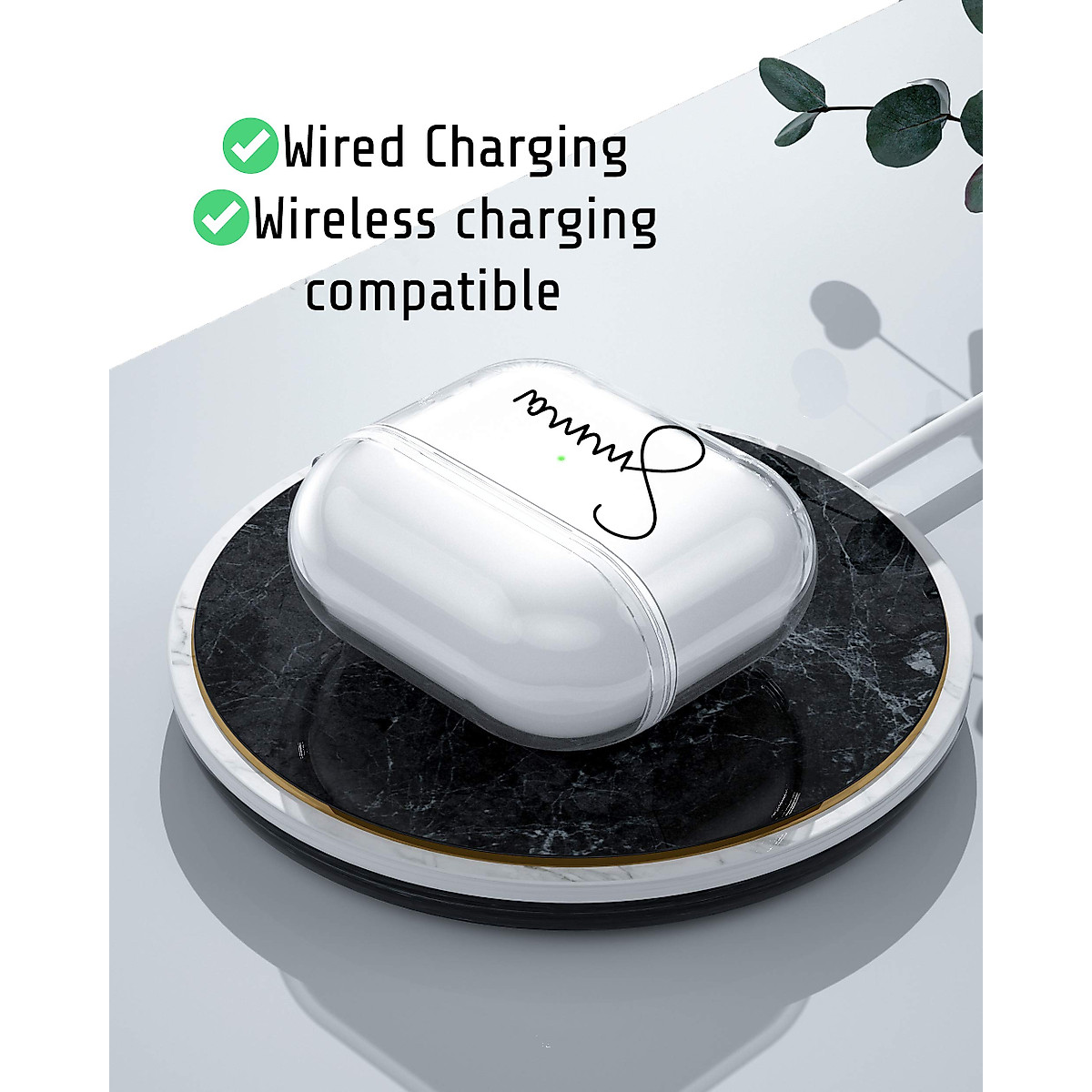 MARBLEFY Personalized AirPod 3 Case with Keychain Running Strap, Customized with Name on Clear AirPods 3rd Generation Case Cover Set, Great Cute Gift for women and girls