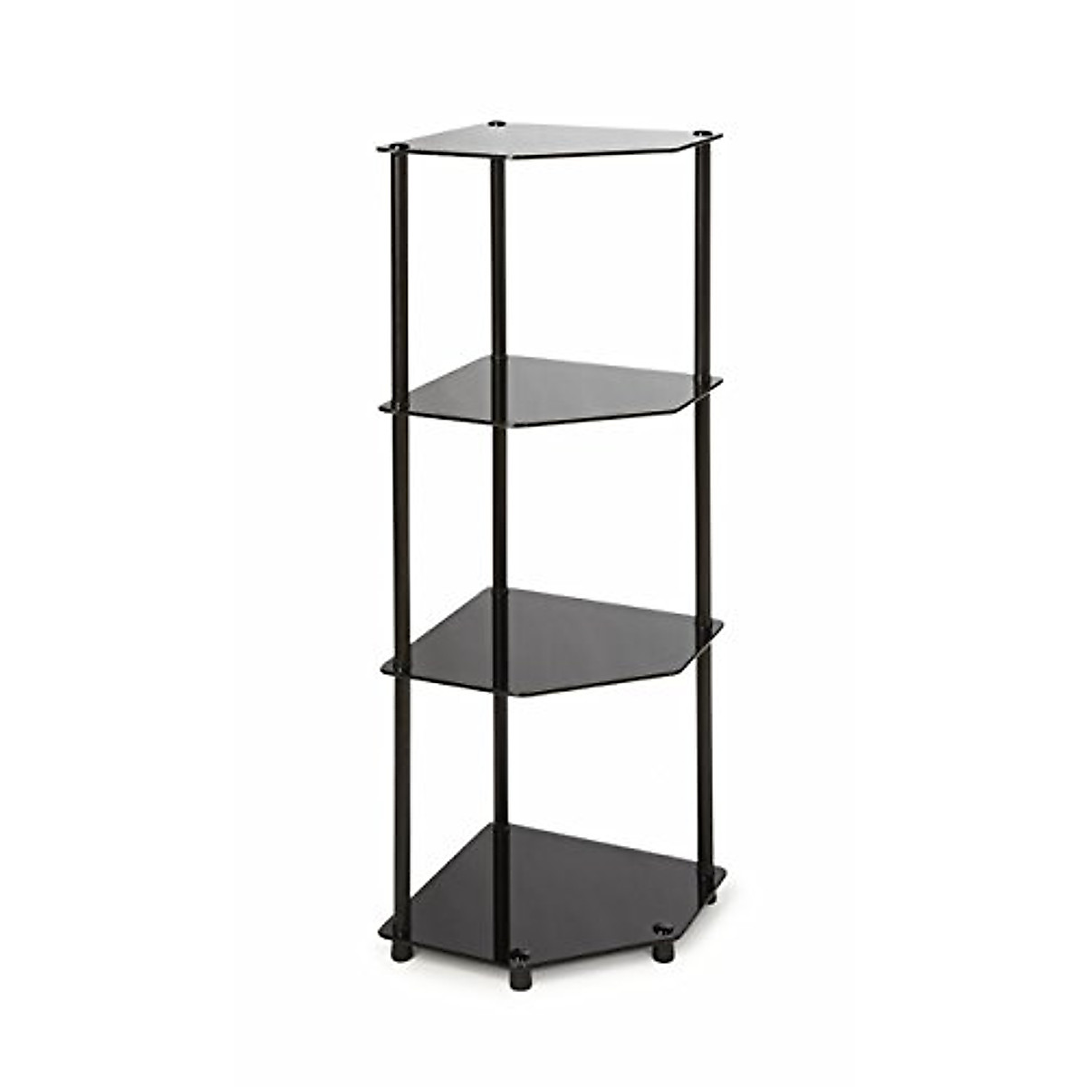 Convenience Concepts Designs2Go Classic Glass 4 Tier Corner Shelf, Black Glass