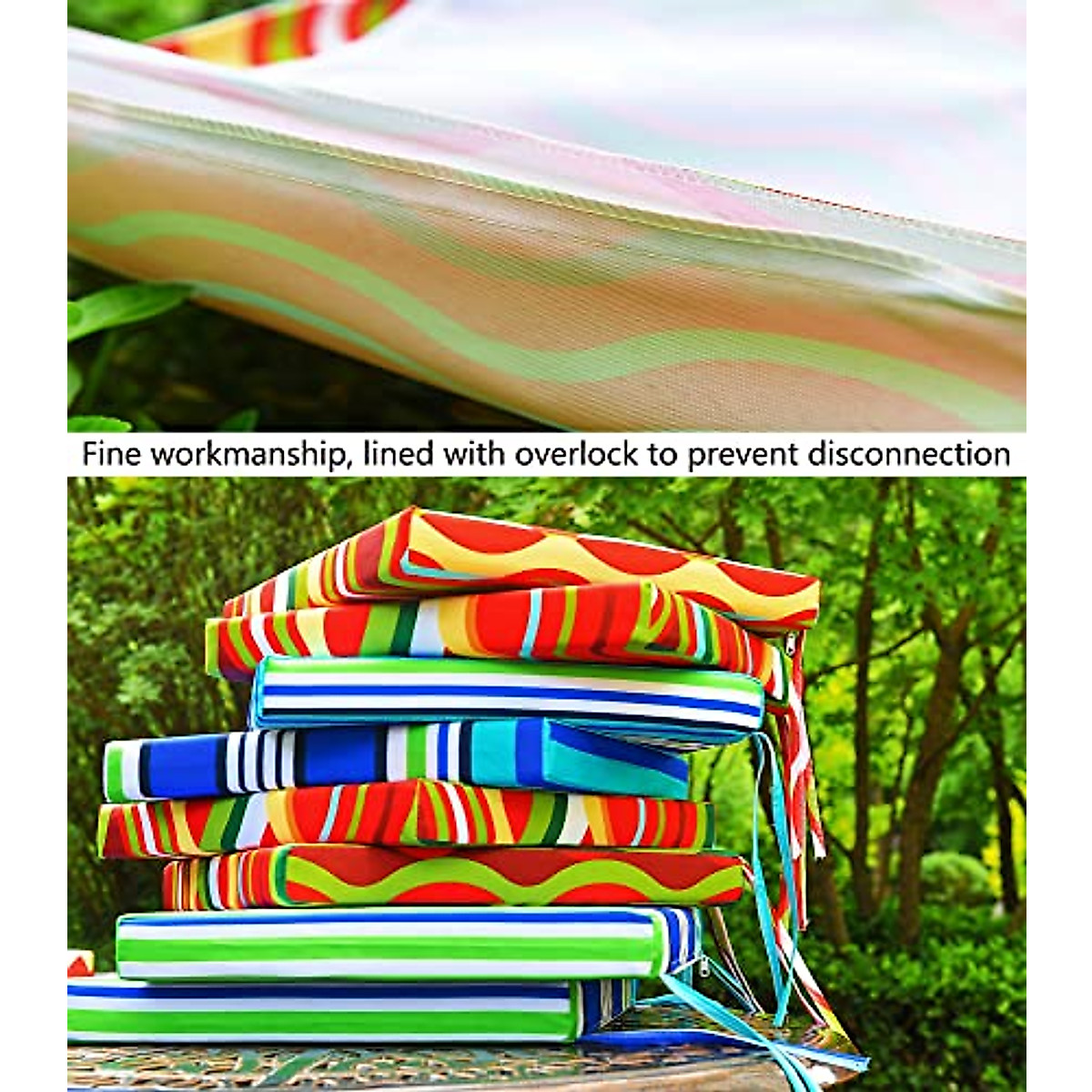 LFNOONE Patio Chair Cushion 17x17 Inch Waterproof Outdoor Seat Cushions Color Fastness High-Density Sponge for Patio Furniture Garden Sofa Couch Chair Pads Color Ripple Pattern Set of 4