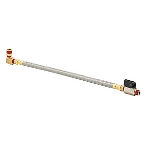 Extended Tank Drain Valve Assembly Kit Flexible Braided Steel Tube 15 inch 1/4 Inch NPT Pipe Fitting for Air Compressor