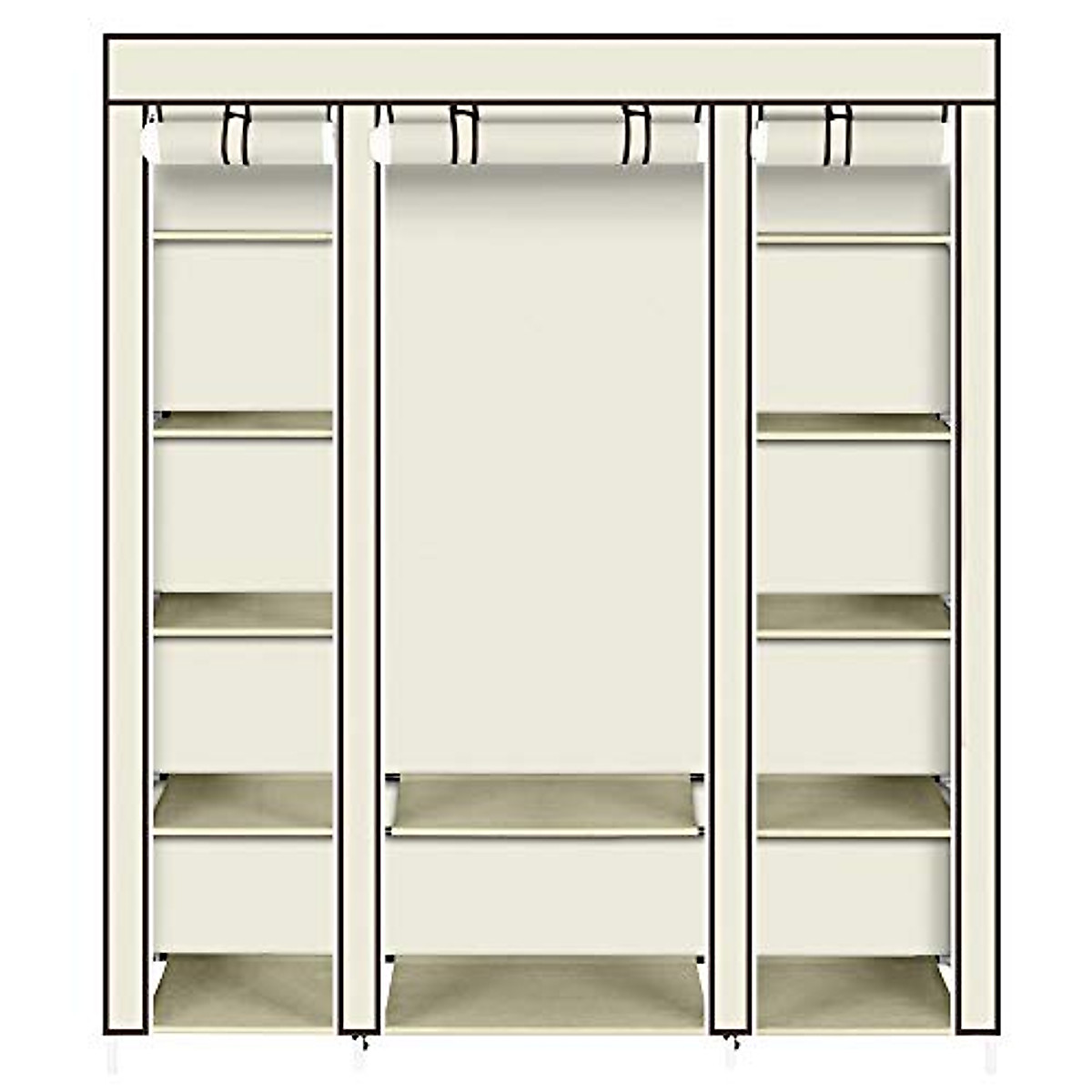 69" Portable Closet Storage Organizer Non-Woven Fabric Clothes Wardrobe 12 Shelves 5 Floors (Beige)