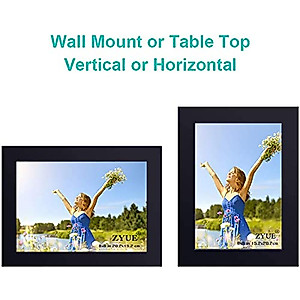 ZYUE 6x8 inch Picture Frame Made of Wood and High Definition Plexi Glass for Wall Mounting and Table Top Display Photo Frame Black