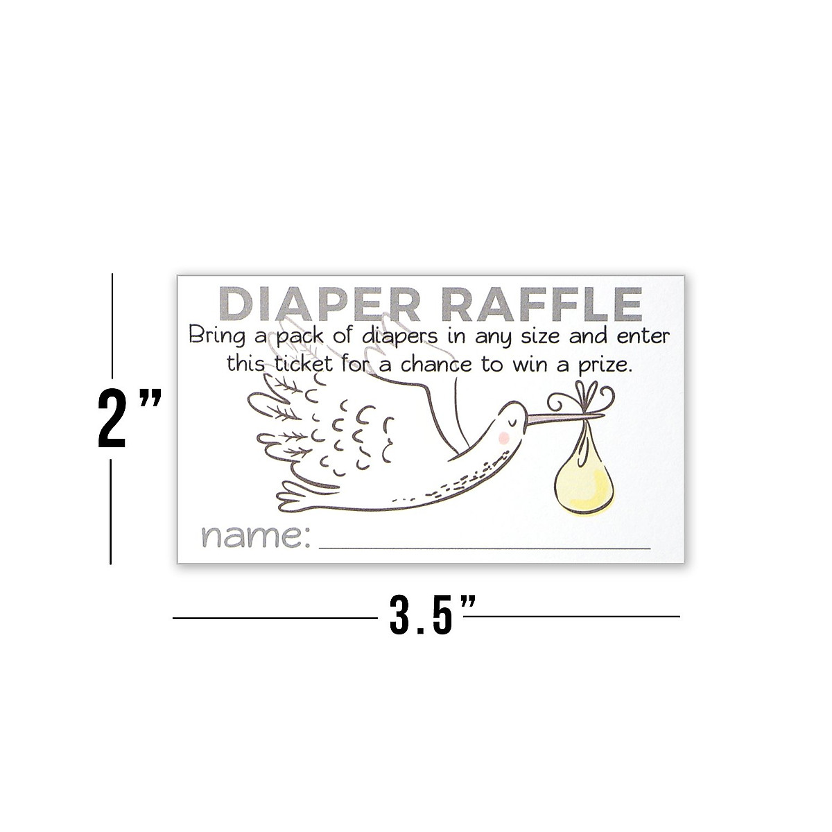 Diaper Raffle Tickets - Insert Cards for Baby Shower - Card Size 3.5 X 2 Inches - Pack of 50