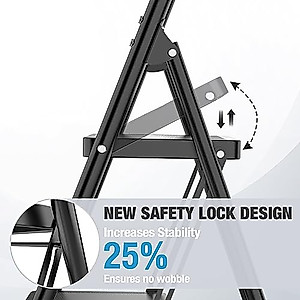 HBTower 2 Step Ladder, Step Stool for Adults,2 Step Ladder Folding Step Stool with Cushioned Handle,330 lbs Capacity,2 Step Ladder with Wide Anti-Slip Pedal Ergonomic Design