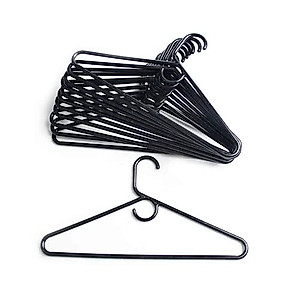 Plastic Hangers HD Heavy Duty, 24 Pcs. Black Color, Made in USA, 3/8” Thickness, Durable, Tubular, for Clothes, Coat, Pants, Shirts, Dress and More, TINEFF, Free and Quick delivery from USA
