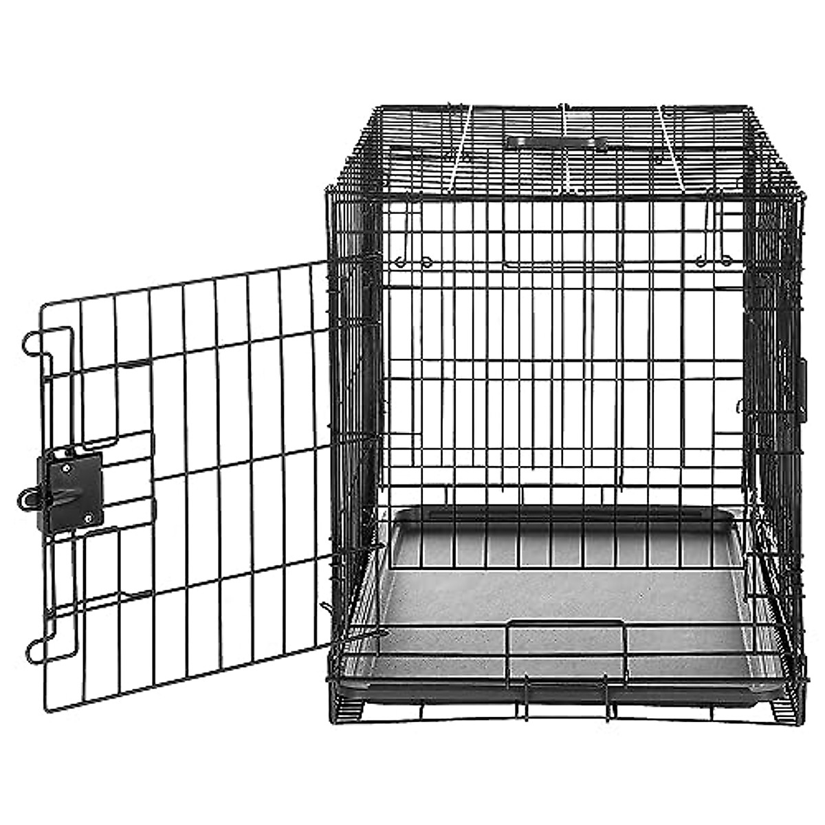 Amazon Basics Durable,Foldable Metal Wire Dog Crate with Tray, Double Door, 30 Inches, Black