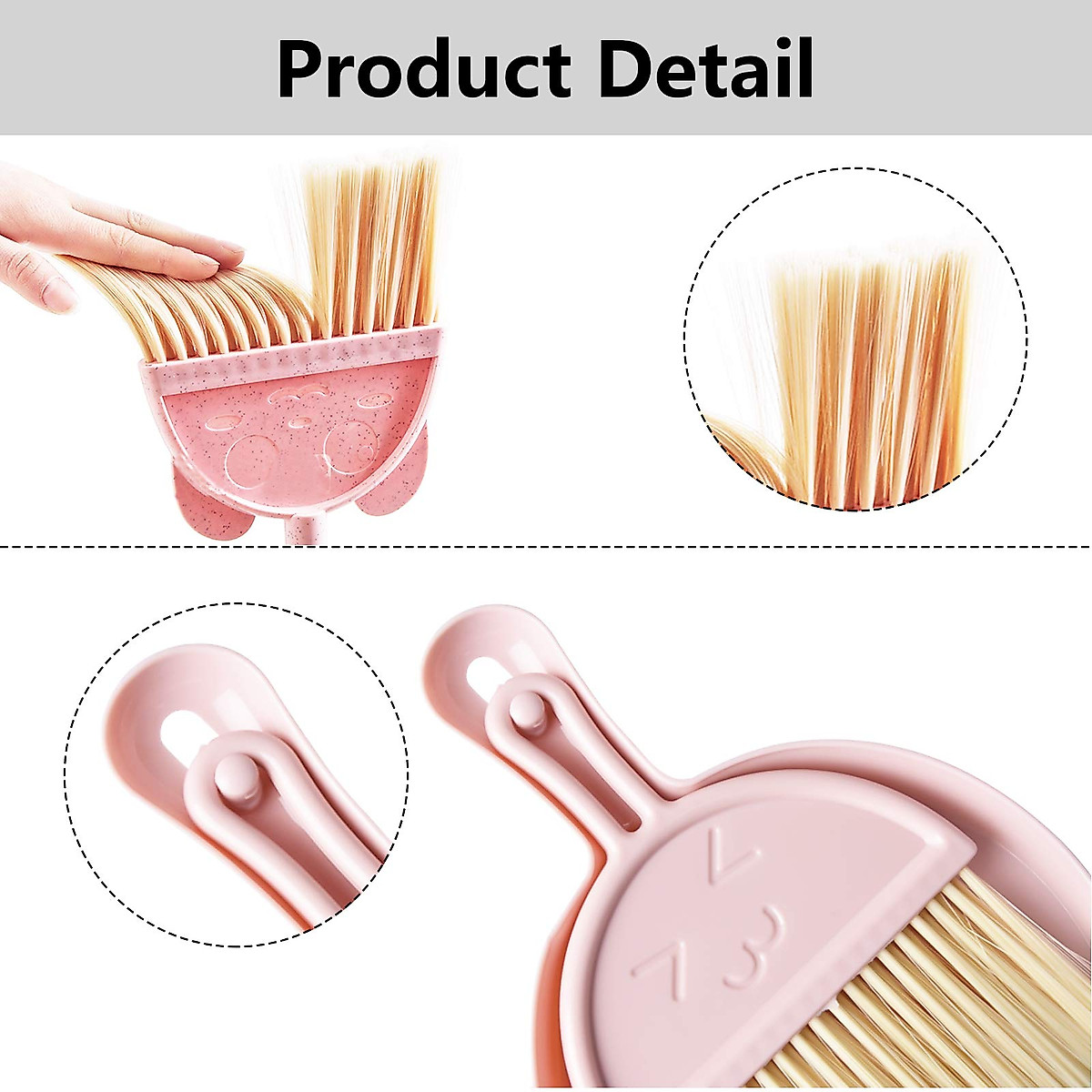 Kalolary 5 Pcs Mini Broom and Dustpan Set, Mini Broom with Dustpan for Home, Little Broom Dustpan Set with Extendable Duster for Cleaning for Office Home Table Desk Key Board