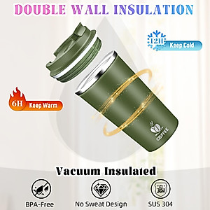 17oz Insulated Travel Coffee Mug with Flip Lid – Leakproof Stainless Steel Insulated Coffee Tumblers, Portable Thermos Cup for Hot & Cold Drinks, Perfect for Camping & On-the-Go