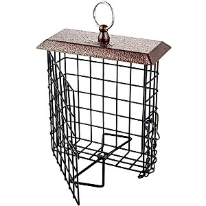 iBorn Suet Feeder Suet Bird Feeders for Outside Hanging,Squirrel Proof Suet Cakes Bird Feeder for Wild Birds,Metal Brown(Pack of 1)