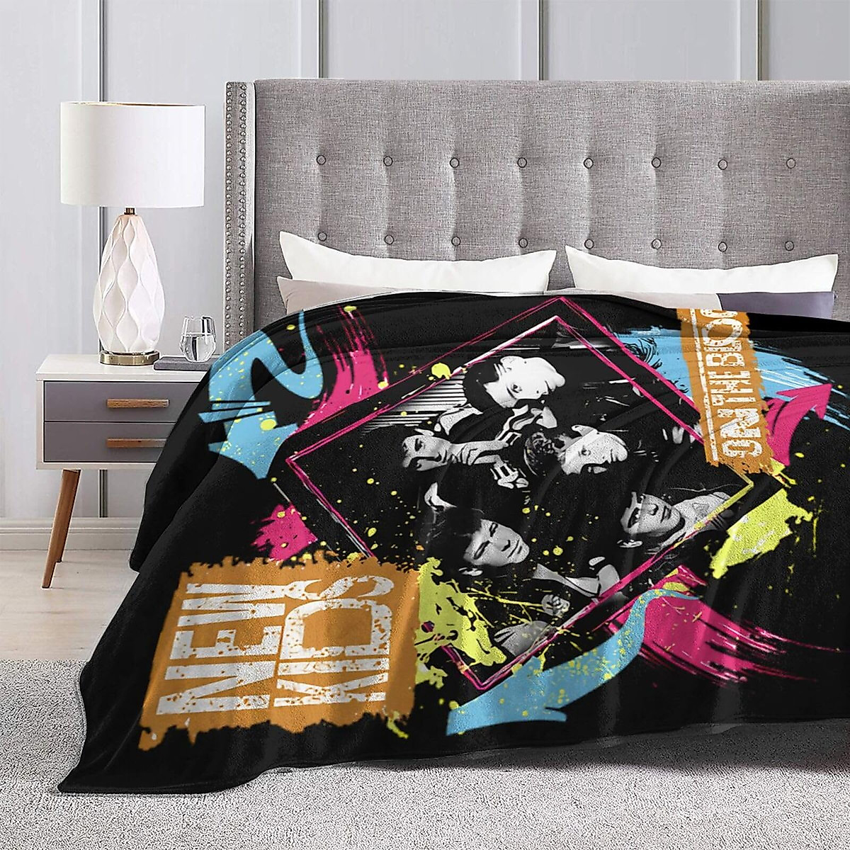 New Music Kids Singer On The Band Block Blanket Soft Flannel Throw Blankets Lightweight Warm Blanket for Bed Sofa Room Couch Decor 50"x40"