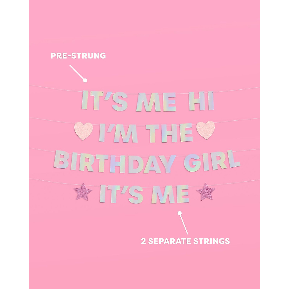 xo, Fetti Eras I'm The Birthday Girl Banner 5 Ft, Iridescent | Birthday Party Decoration, Bday Photo Booth Backdrop, Silver HBD Sign Supplies