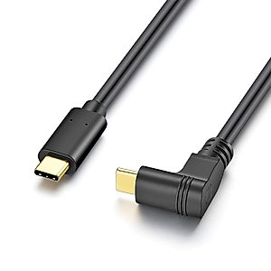 URWOOW Quick Charge USB Type C Right Angle 90 Degree Male to USB Type C Male 3 AMP Sync and Charging Cable Cord Wire Adapter Convertor Extension Cable 11 inch (Right Angle M to M)