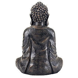 MyGift 11.5-Inch Sitting Buddha Statue, Premium Gray Resin Meditation Zen Buddha Home Decor, Decorative Yoga, Garden, Alter, Prayer Spiritual Living Figurine