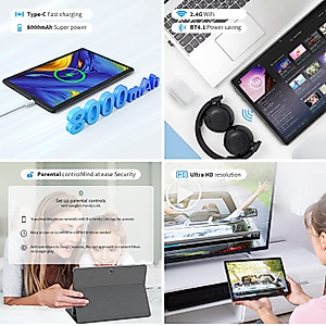 RliyOliy Android Tablet 10 inch, Android 12 Tablet with Case, 2GB RAM 64GB ROM 512GB Expand Android Tablet with Dual Camera, WiFi, Bluetooth, 8000mAh, HD Touch Screen, GMS Certified