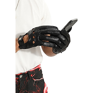 MGGMOKAY Mens Touchscreen Leather Driving Gloves Unlined,Camel,Medium