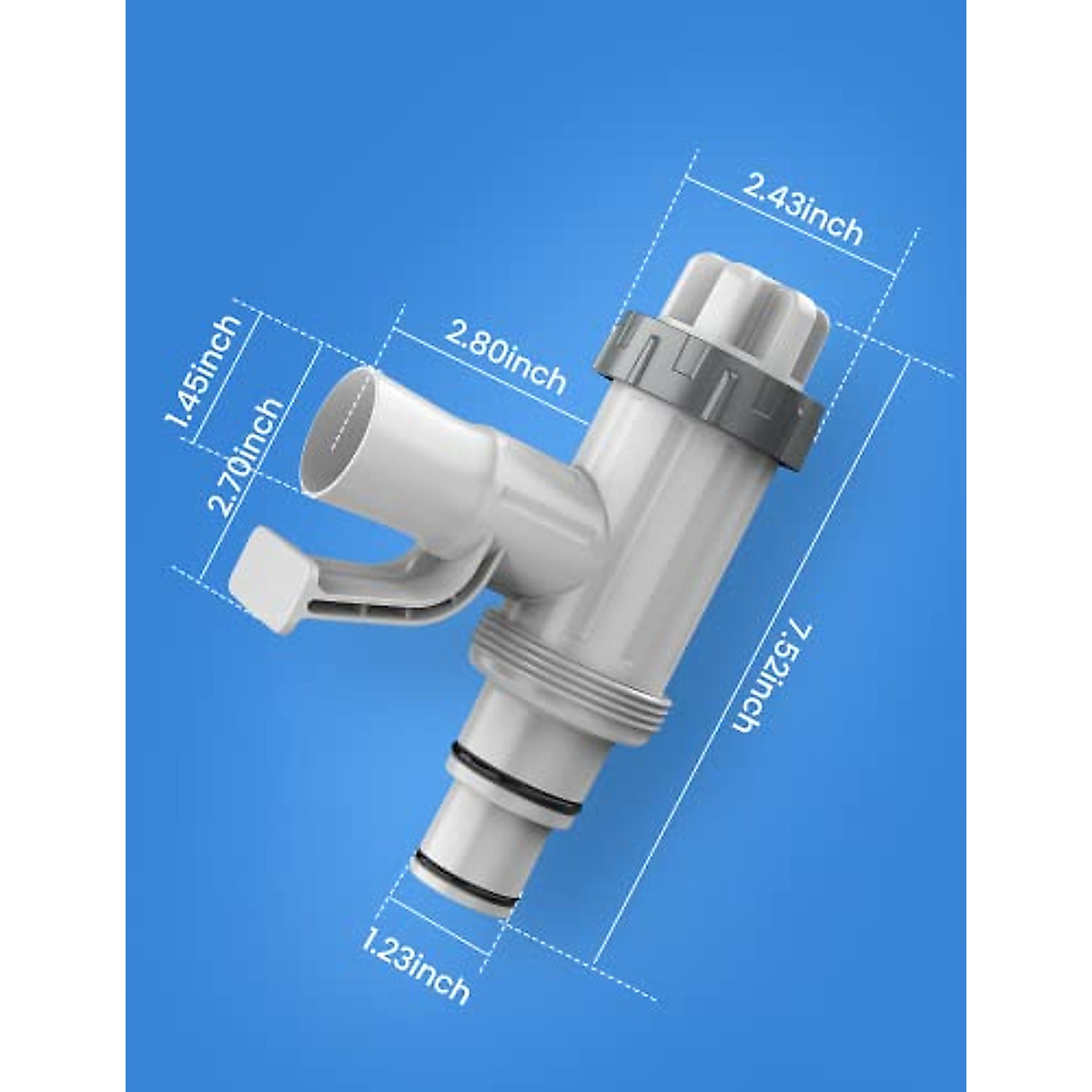 POOLHACKER Pool Plunger Valve Plus for Above Ground Pool- Pool Pipe Holder with Plunger Valve for Pool Parts and Accessories, Shut Off Valve for Above Ground Pool, Replacement for Pool Fittings