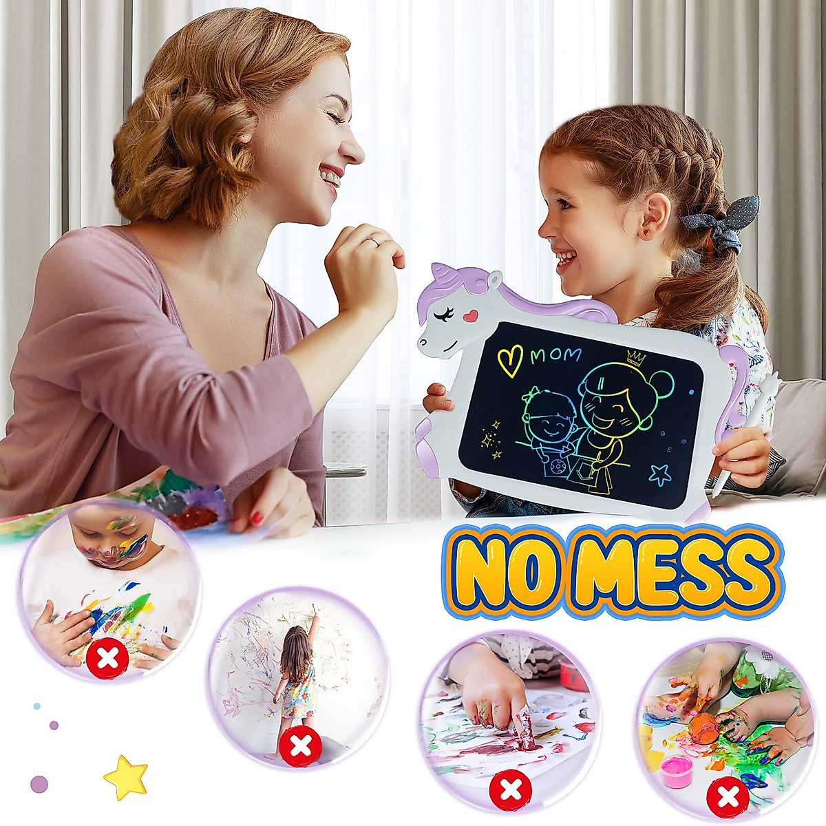 CHEERFUN LCD Writing Tablet for Kids Toys 10'' Toddler Unicorns Toys Gifts for Girls Age 3-8 Erasable Doodle Board Mess Free Drawing Pad Birthday Gift Ideas Christmas Stockings Easter Basket Stuffers