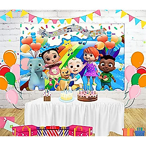 Cartoon Family Melon Backdrop for Birthday Party Supplies, 5 x 3 ft Cartoon Cocomelon Happy Birthday Banner Decorations, Baby Shower Birthday Party Decor Vinyl Background (cocomelon Backdrop)