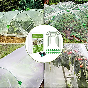 75 Pieces Garden Mesh Netting Kit, 8 x 33 Ft Plant Cover Ultra Mesh Netting & 8 Pcs Garden Hoops & 16 Pcs Clips for Vegetable Plants Fruits Flowers Crop Greenhouse Cover Birds Animals Protection Net