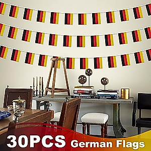 Germany String Flag Pennant Banner, Small Mini German Flags Bunting Banner, German Unity Day National Country Decoration for School, Party, Sports Events, Patriotic Festival, 33 Feet 30 Flags