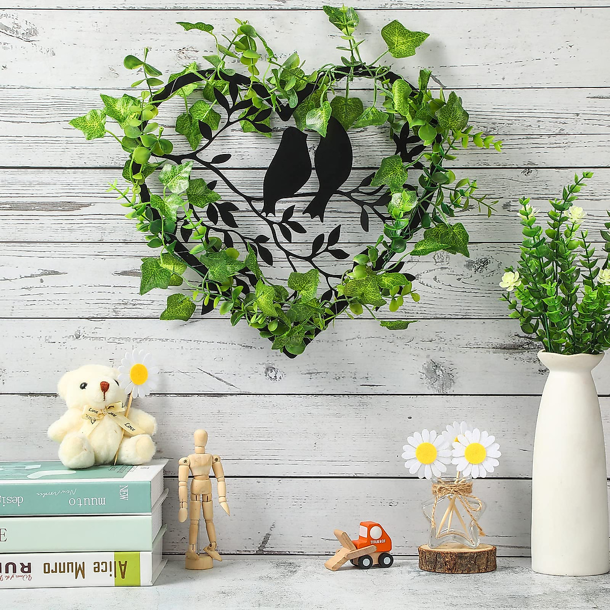 Moxweyeni Metal Bird Wall Art Decor, Birds on a Branch, 30 x 28 cm, Black, Wall Panel, for Living Room, Bathroom, Kitchen, Bedroom, Office, Modern, Unframed