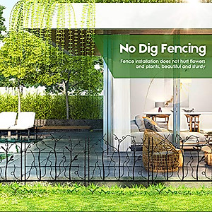 Amagabeli 5 Panels Decorative Garden Fence 11.5ft (L) x 26in (H) Outdoor Rustproof Metal Garden Fencing Border Fence Animal Barrier for Dog Iron Folding Edge Wire for Patio Landscape Flower Bed ET082
