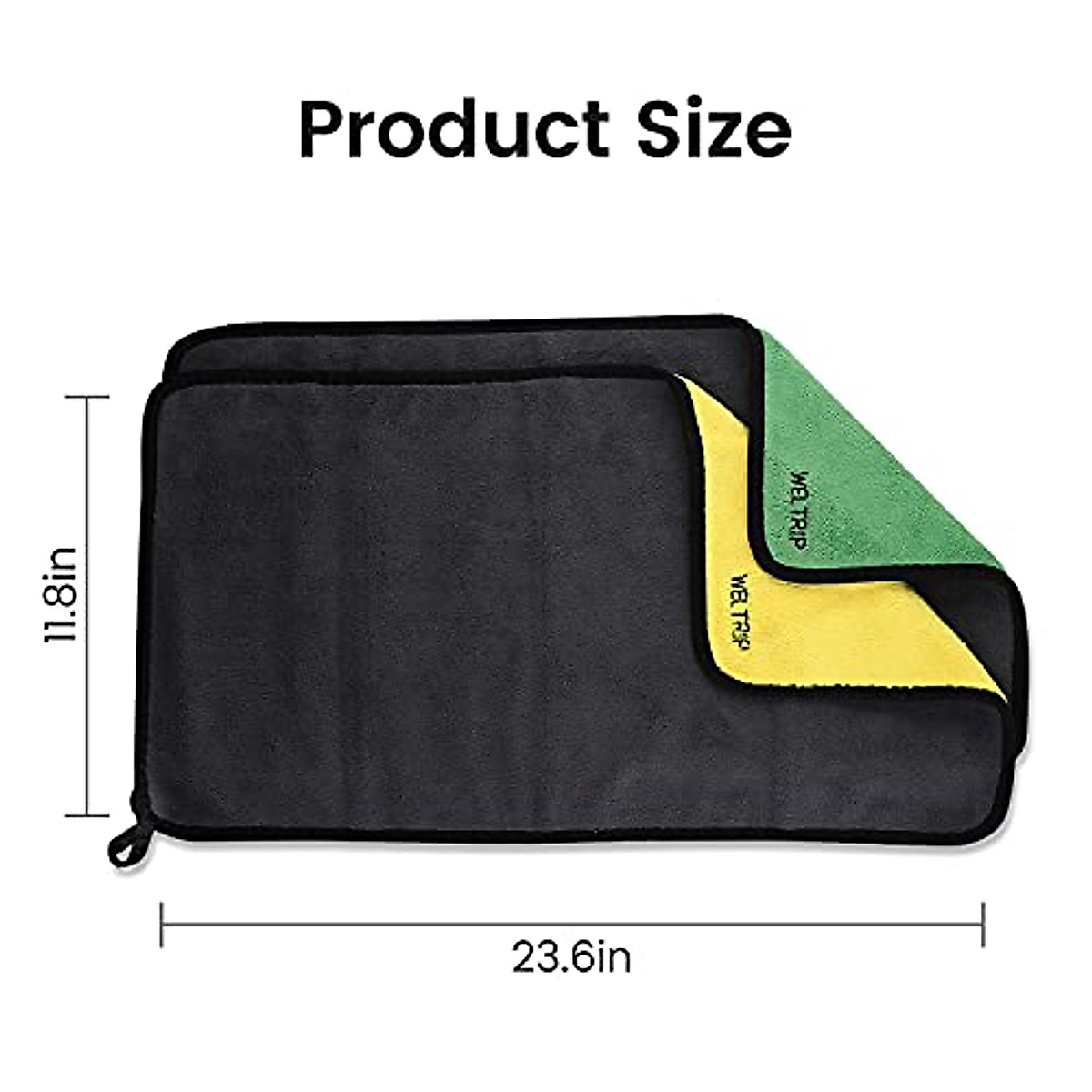 yantu Plush Microfiber Car Drying Towel 24” x 12” (16 Pack) Multipurpose Edgeless Cleaning Towel for Household, Auto Washing, Car Drying, Detailing (Yellow+Green)