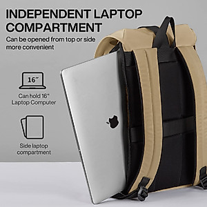 mixi Travel Laptop Backpack for Women & Men, Carry On Backpack fits 16'' Laptop Waterproof Rucksack,17 Inch, Mocha Brown