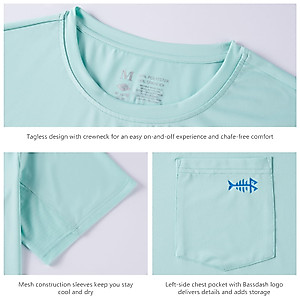 BASSDASH Men’s UPF 50+ Performance Short Sleeve Pocket T-Shirt UV Sun Protection Fishing Hiking Kayaking Sports Shirts