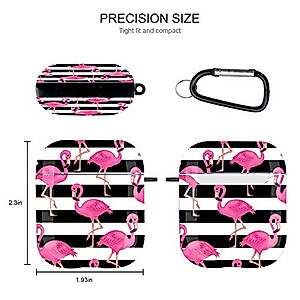 Qtygbm AirPods Case, The Latest Version of AirPods 2 & 1 Charging Case Headphone Case with Keychain ，Premium TPU Shockproof Protective Cover for AirPods 2 & 1 - Flamingo