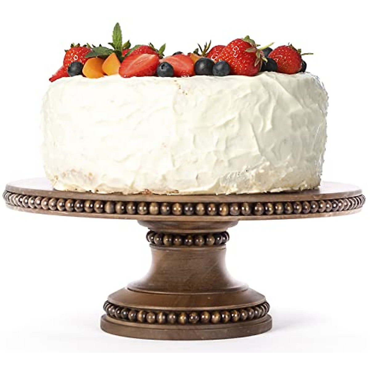 SMAAFIT 12 Inch Solid Cedar Wood Mud Pie Cake Stand for Wedding Decorative Display Serving Platter for Pastries Muffins Dessert Detachable Decorative Kitchen Server and Display(Brown)