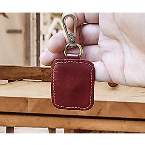 AA Medallion or Coin Holder, Leather Key Chain Snap Open Leather Case (Reddish Brown)
